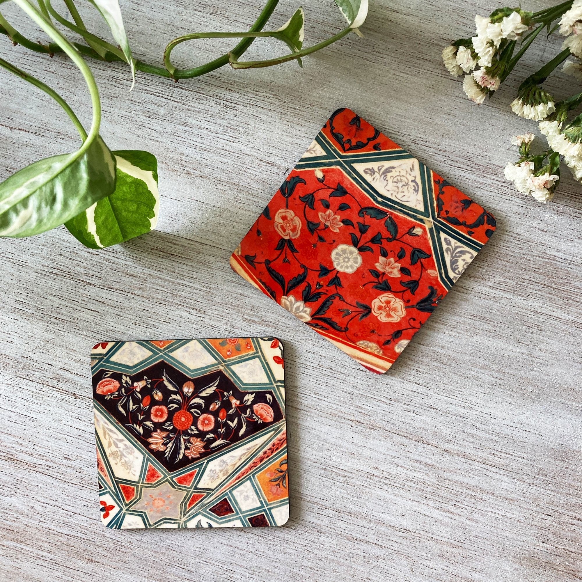 Coasters set of 2 - Amer Fort, Ganesh Pol, Mural Detail – Froggmag
