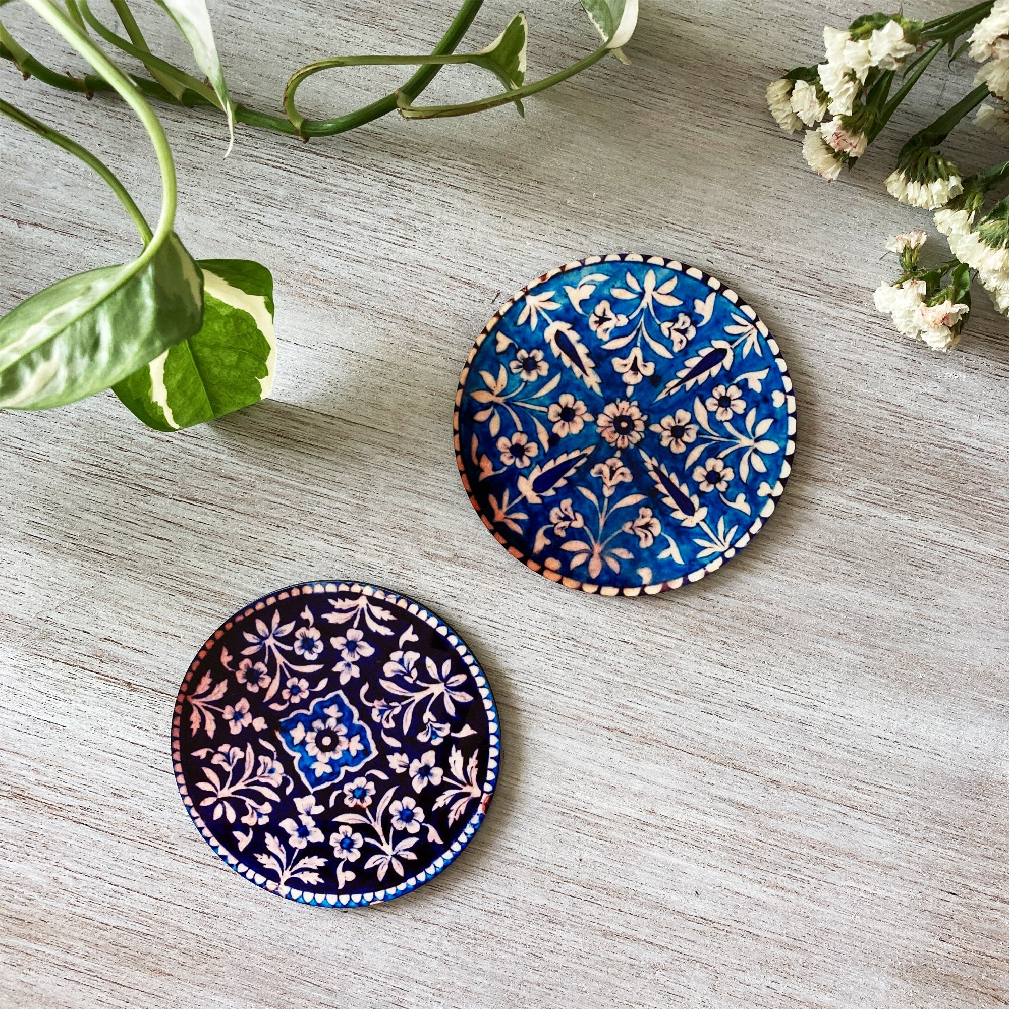 Coasters excellent set of Blue Pottery