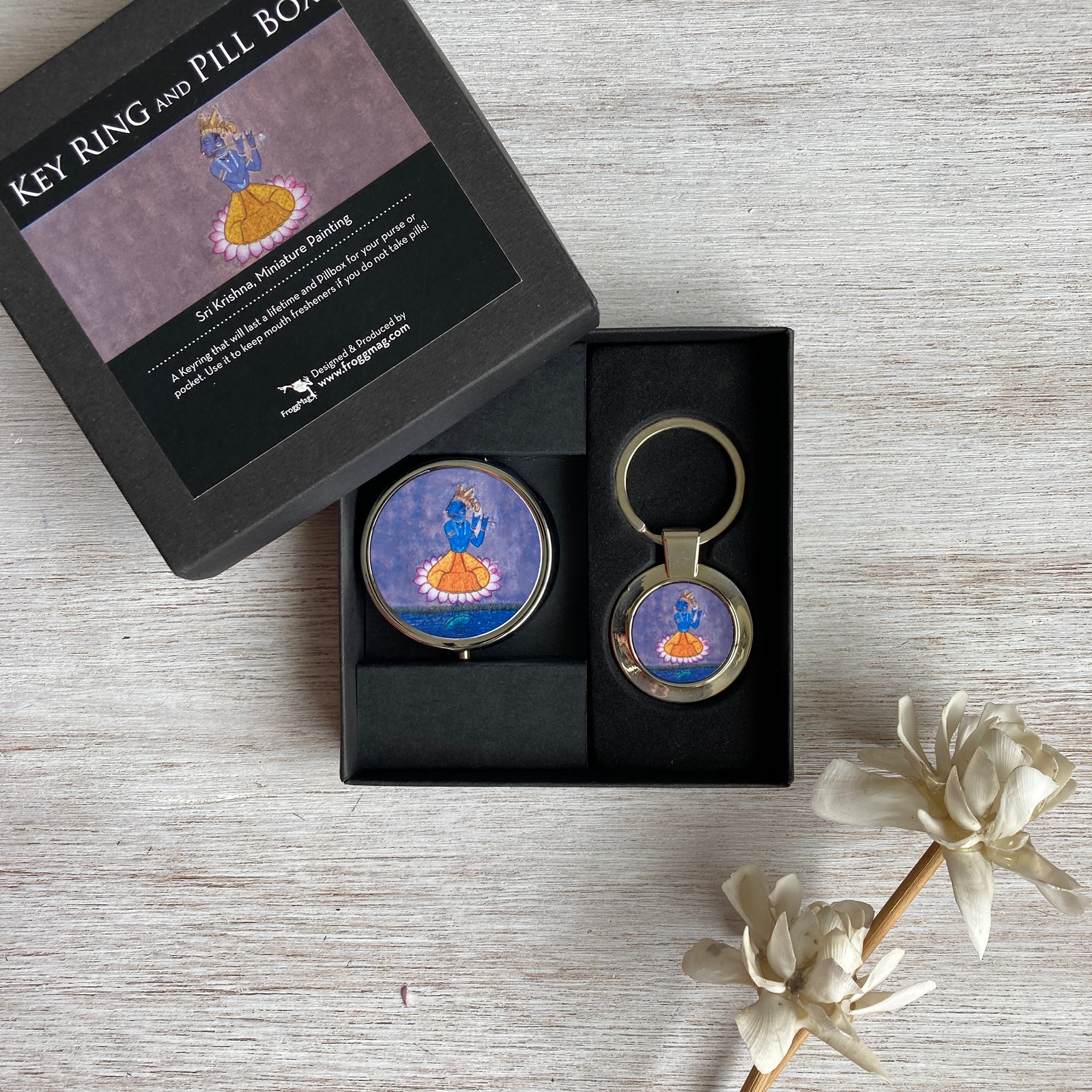 Gift Set - Key ring and Pill Box - Krishna – Froggmag